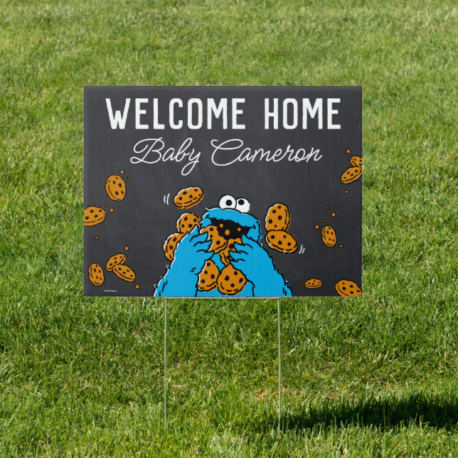 Cookie Monster Chalkboard Welcome Home Baby Sign | Zazzle