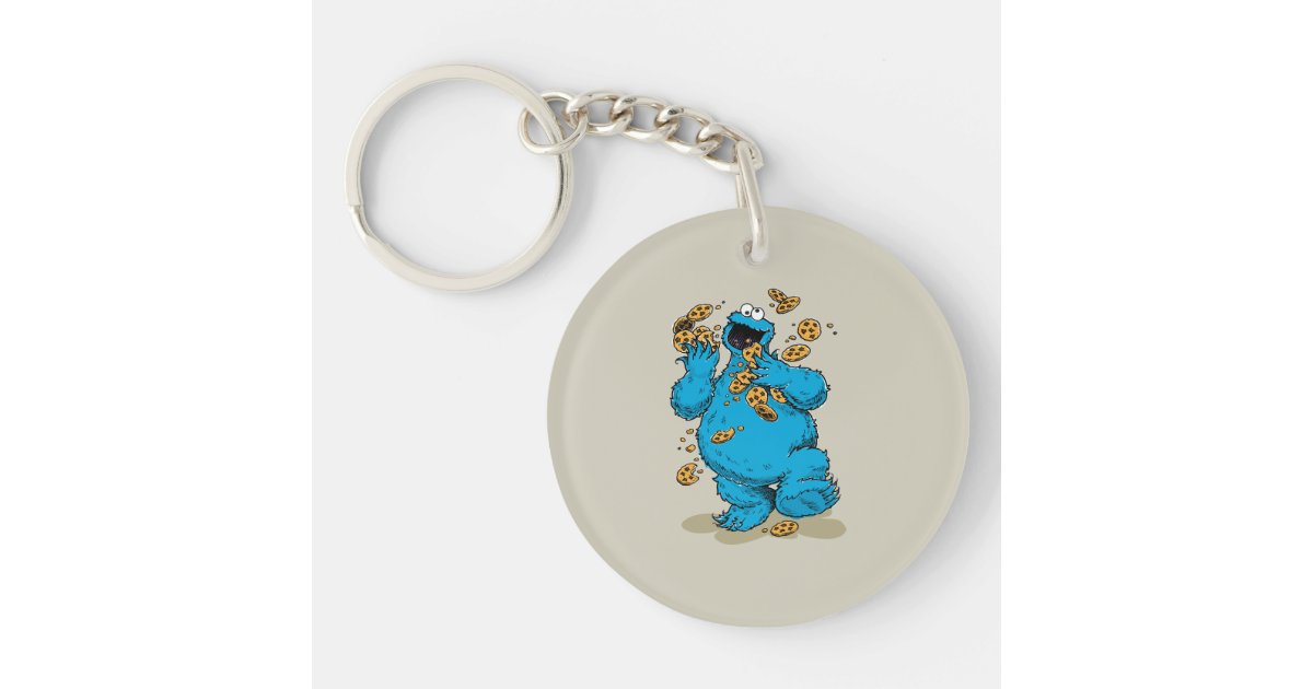 Cookie Monster Crazy Cookies Keychain | Zazzle