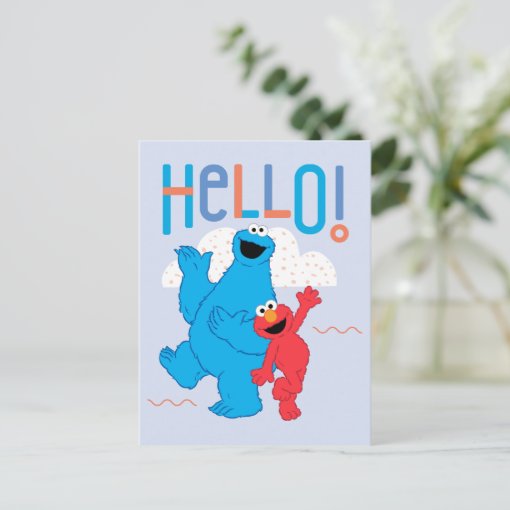 Cookie Monster & Elmo Hello! Postcard | Zazzle