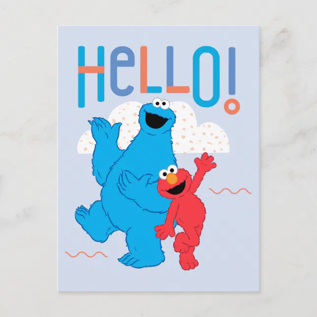 Cookie Monster & Elmo Hello! Postcard | Zazzle