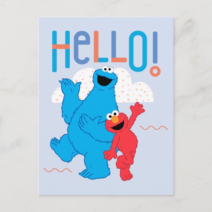 Cookie Monster & Elmo Hello! Postcard | Zazzle