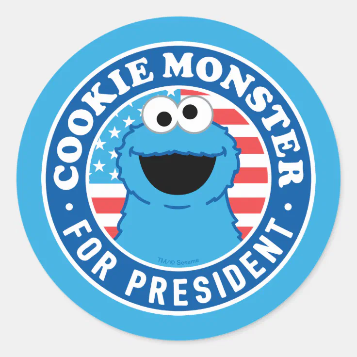 Cookie Monster for President Classic Round Sticker | Zazzle
