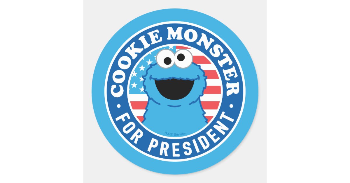 Cookie Monster for President Classic Round Sticker | Zazzle