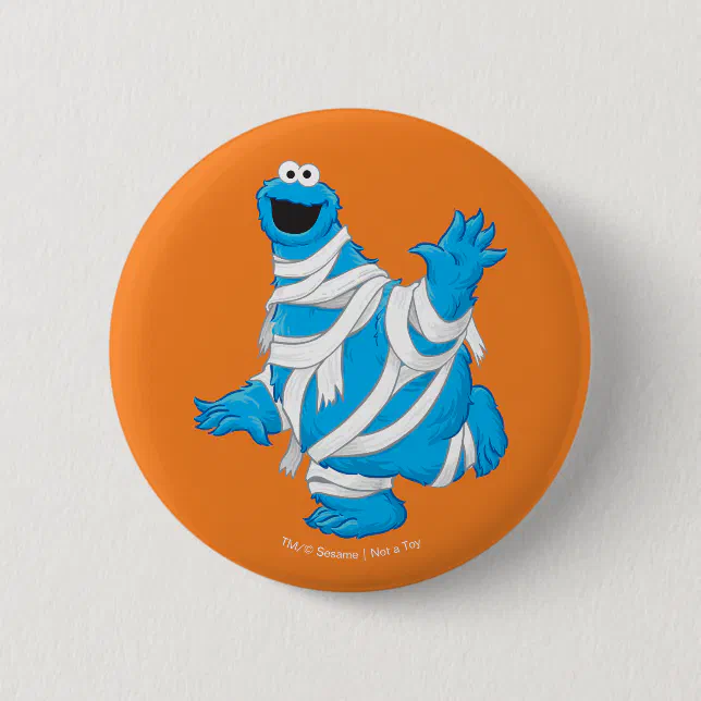 Cookie Monster | Halloween Mummy Button | Zazzle