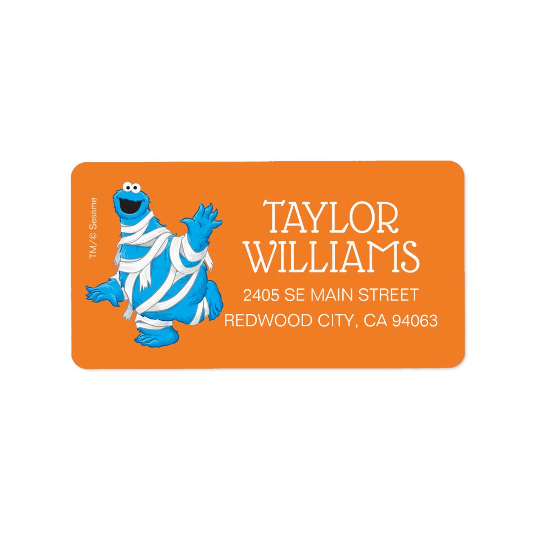 Cookie Monster | Halloween Mummy Label | Zazzle