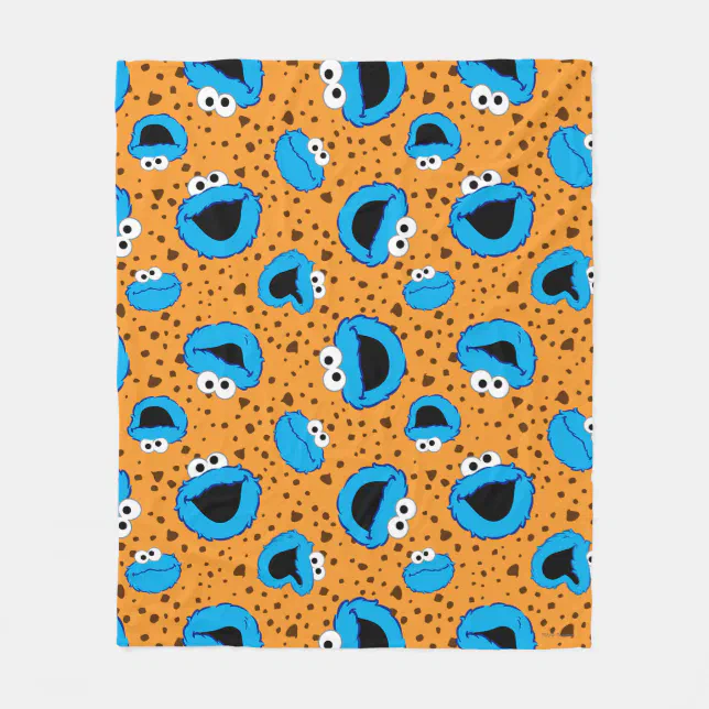 Cookie Monster on Cookie Pattern Fleece Blanket | Zazzle