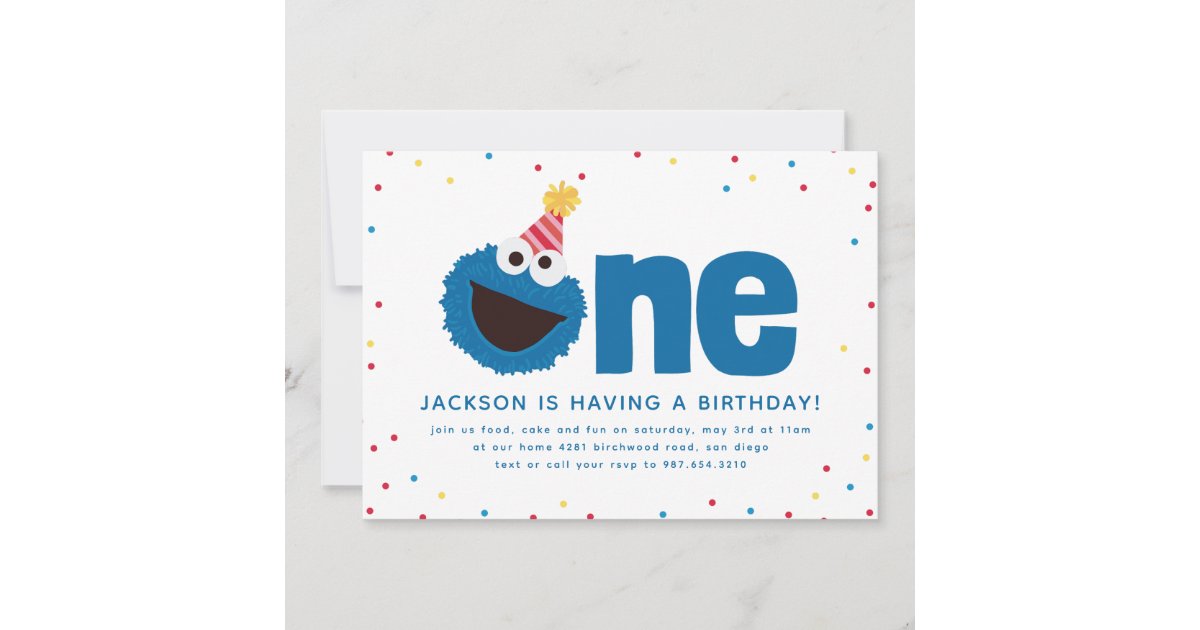 Cookie Monster One Invitation | Zazzle