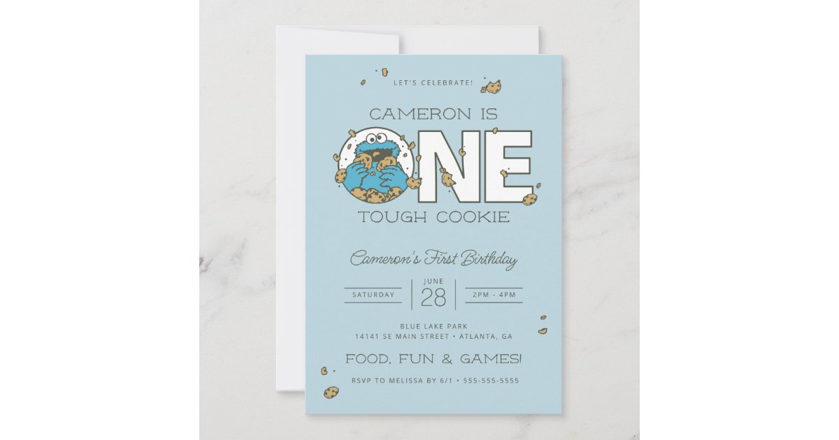 Cookie Monster | One Tough Cookie Birthday Invitation | Zazzle