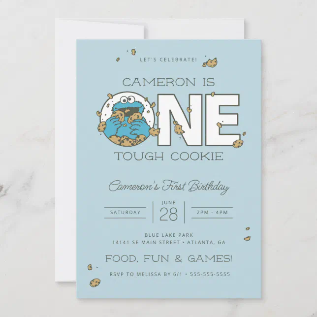 Cookie Monster | One Tough Cookie Birthday Invitation | Zazzle