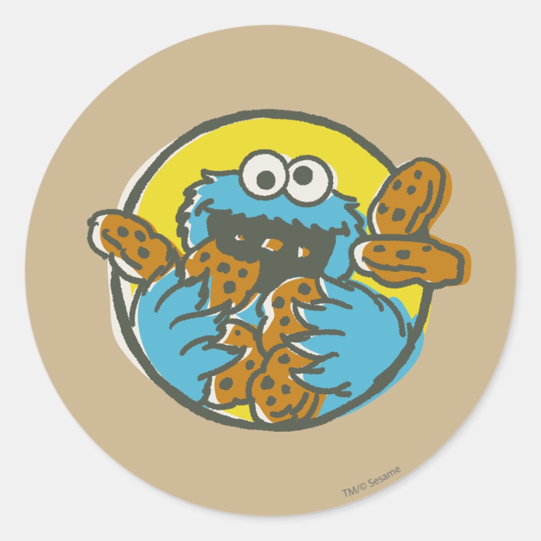 Cookie Monster Retro Classic Round Sticker | Zazzle