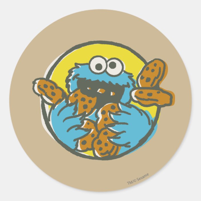 Cookie Monster Retro Classic Round Sticker | Zazzle.com