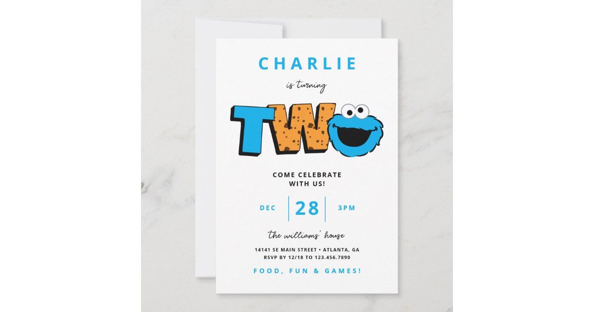Cookie Monster - Second Birthday Invitation | Zazzle