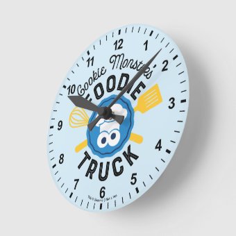 Cookie Monster's Foodie Truck Logo Round Clock | Zazzle