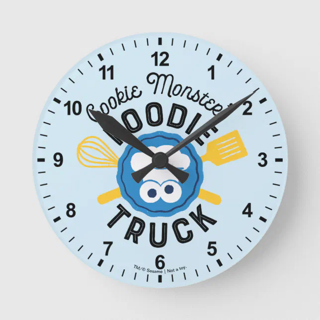 Cookie Monster's Foodie Truck Logo Round Clock | Zazzle