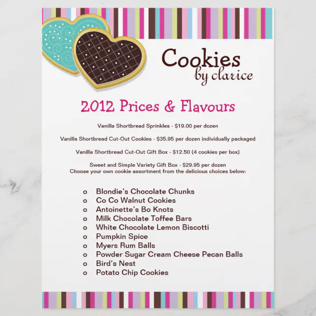 Cookie Price List Flyer | Zazzle