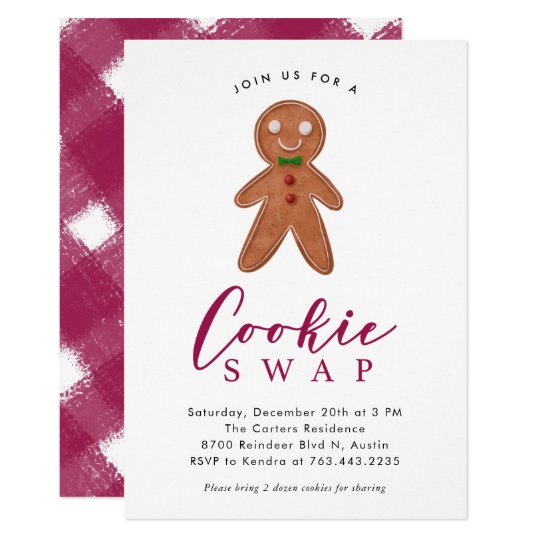 Cookie Swap Gingerbread Man Christmas Party Invitation | Zazzle.com
