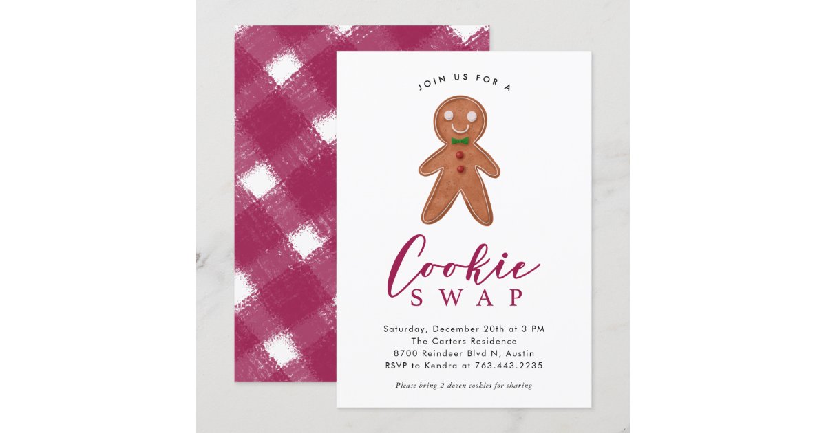 Cookie Swap Gingerbread Man Christmas Party Invitation | Zazzle