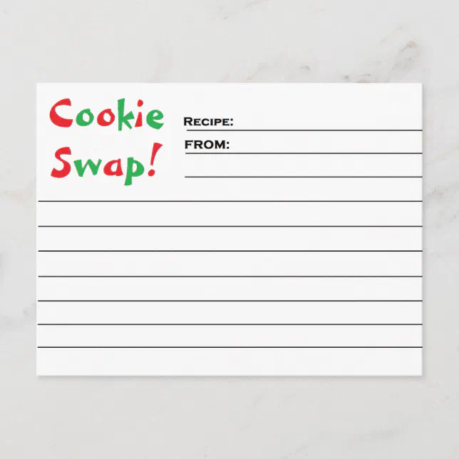 "Cookie Swap!" Recipe Cards | Zazzle