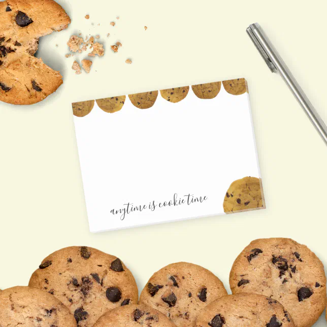 Cookie Time Chocolate Chip Cookie Custom Text Post-it Notes | Zazzle