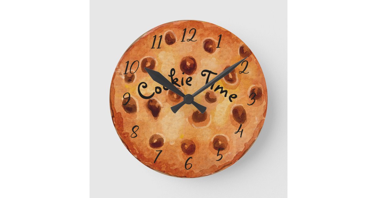 Cookie Time Chocolate Chip Round Clock | Zazzle