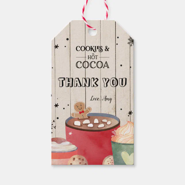 Cookies and Cocoa Holiday Christmas Hot Chocolate Gift Tags | Zazzle