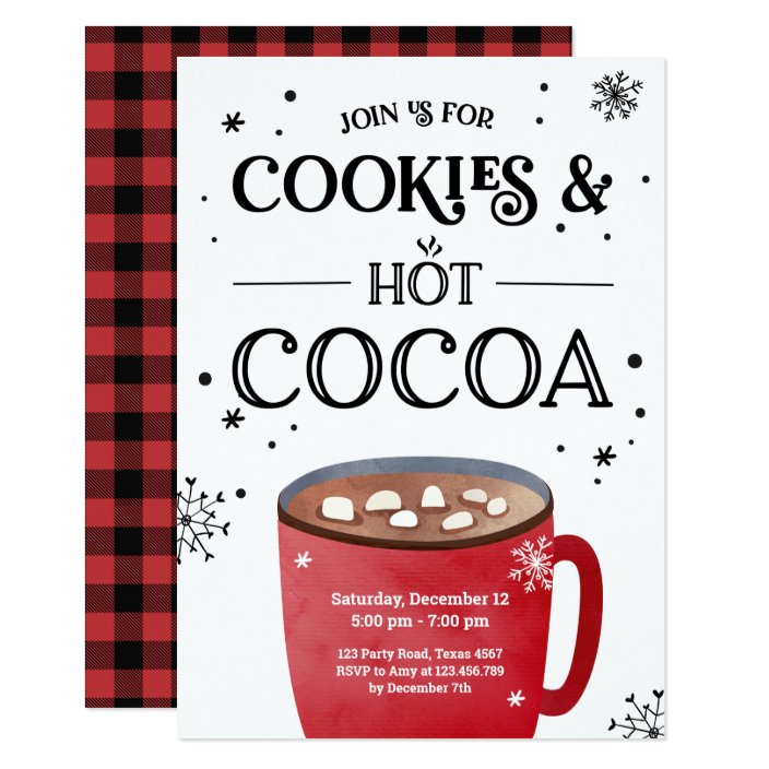 Cookies and Cocoa Holiday Christmas Hot chocolate Invitation | Zazzle.com