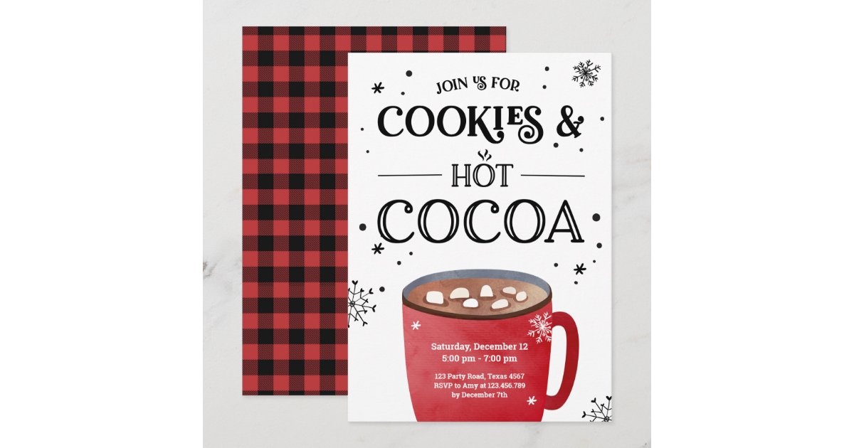 Cookies and Cocoa Holiday Christmas Hot chocolate Invitation | Zazzle