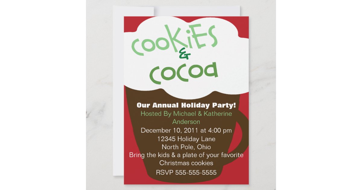 Cookies and Cocoa Holiday Party Invitation | Zazzle