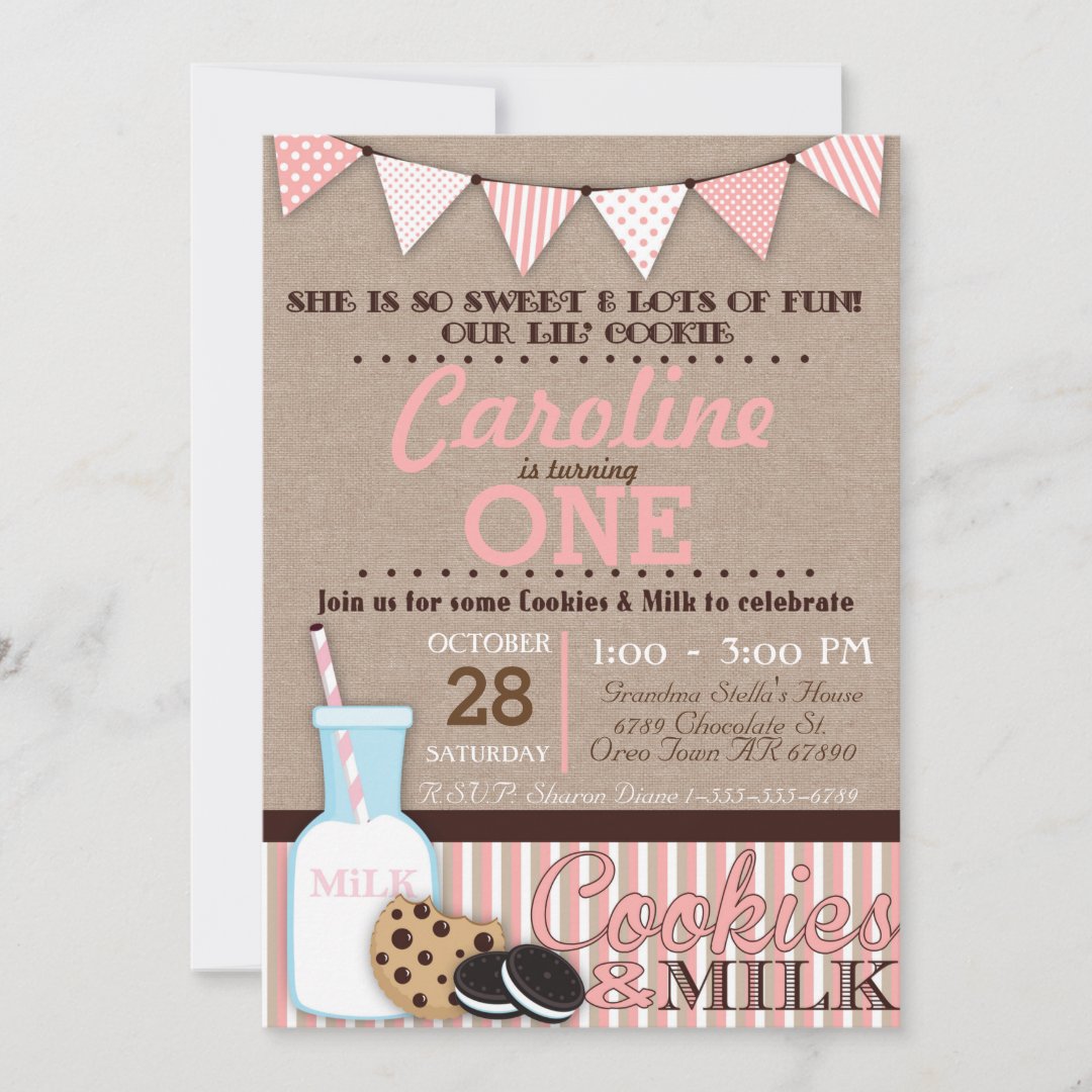 Cookies and Milk Birthday Party Invitation | Zazzle
