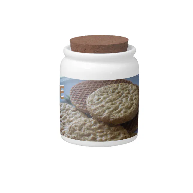 Cookies Candy Jar Cust. BG Color | Zazzle