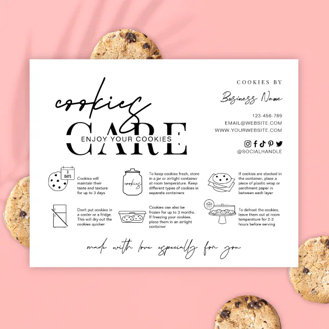 Cookies Care Card Minimalist Modern Script | Zazzle