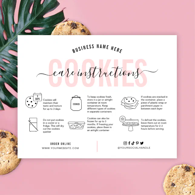 Cookies Care Card Pink Aesthetic Modern Script | Zazzle