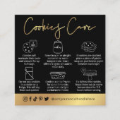 Cookies Care Instructions Black & Gold Script Logo Square Business Card | Zazzle
