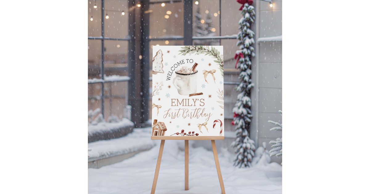Cookies & Cocoa Birthday Welcome Sign | Zazzle