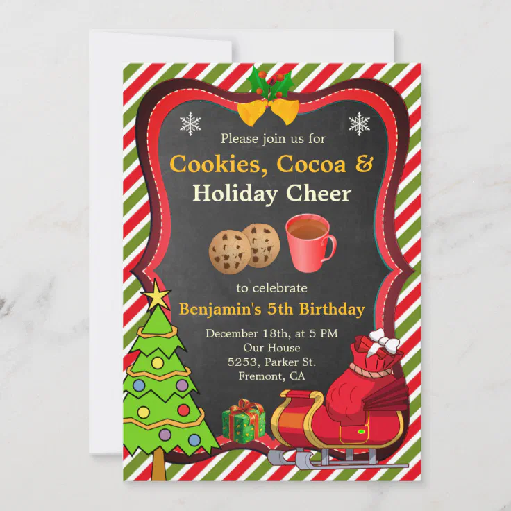 Cookies Cocoa Christmas Birthday Party Invitation | Zazzle