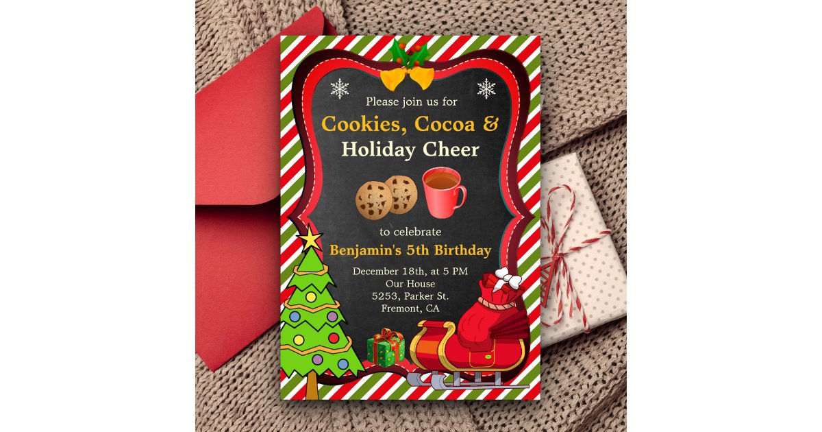 Cookies Cocoa Christmas Birthday Party Invitation | Zazzle