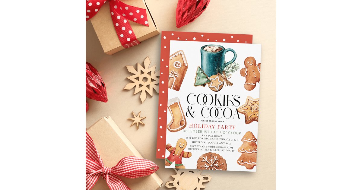 Cookies & Cocoa Christmas Holiday Party Invitation | Zazzle