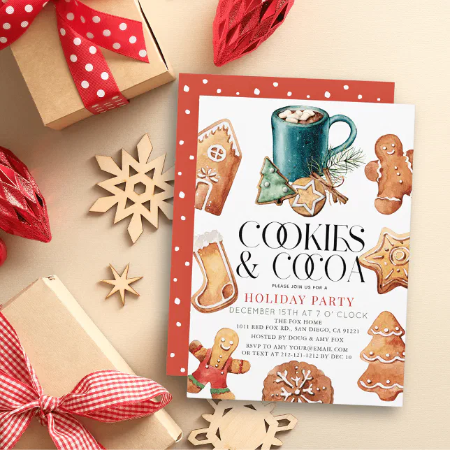 Cookies & Cocoa Christmas Holiday Party Invitation | Zazzle