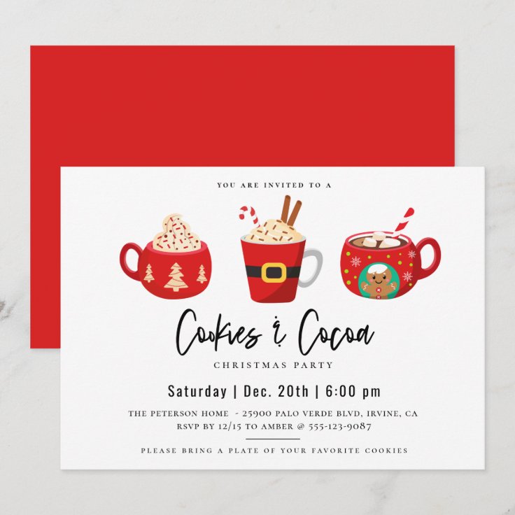 Cookies & Cocoa Christmas Party Invitation | Zazzle