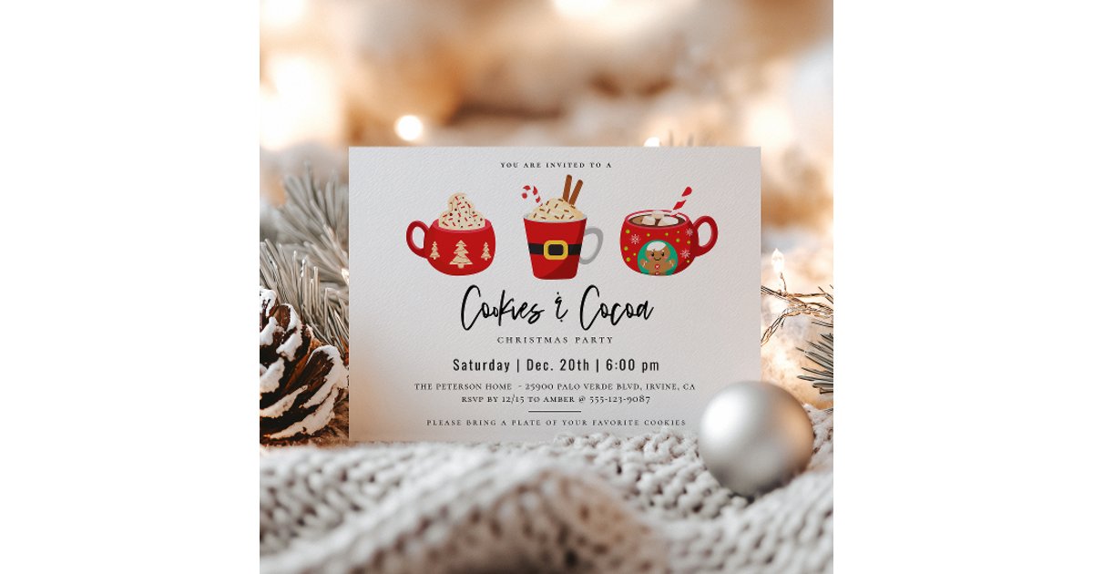 Cookies & Cocoa Christmas Party Invitation | Zazzle