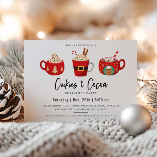 Cookies & Cocoa Christmas Party Invitation | Zazzle