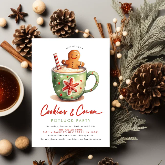 Cookies & Cocoa Christmas Party Invitation | Zazzle