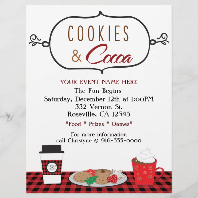 COOKIES & COCOA Holiday Party Event Flyer | Zazzle