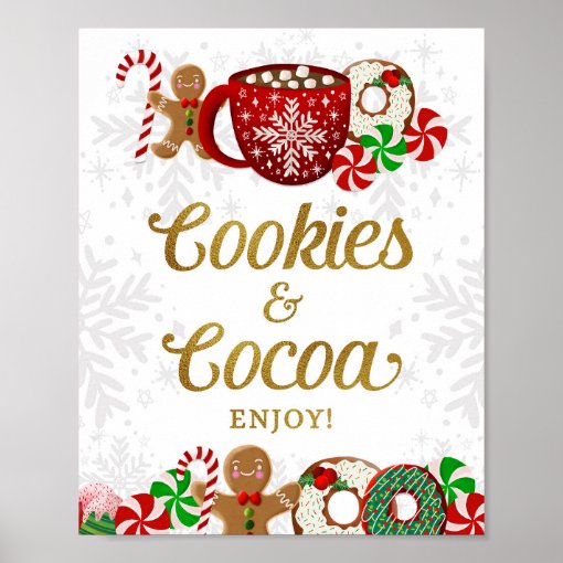 Cookies & Cocoa Sweet Christmas Party Sign | Zazzle