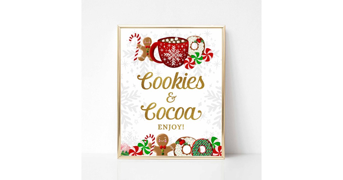 Cookies & Cocoa Sweet Christmas Party Sign | Zazzle