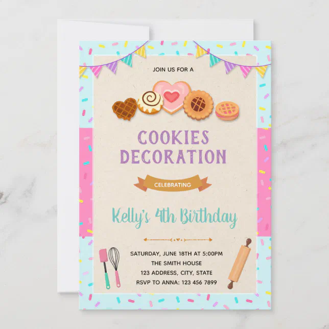 Cookies decorating party invitation | Zazzle