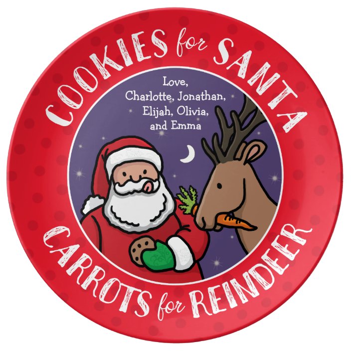 Cookies For Santa, Reindeer Carrots, Personalized Plate | Zazzle.com