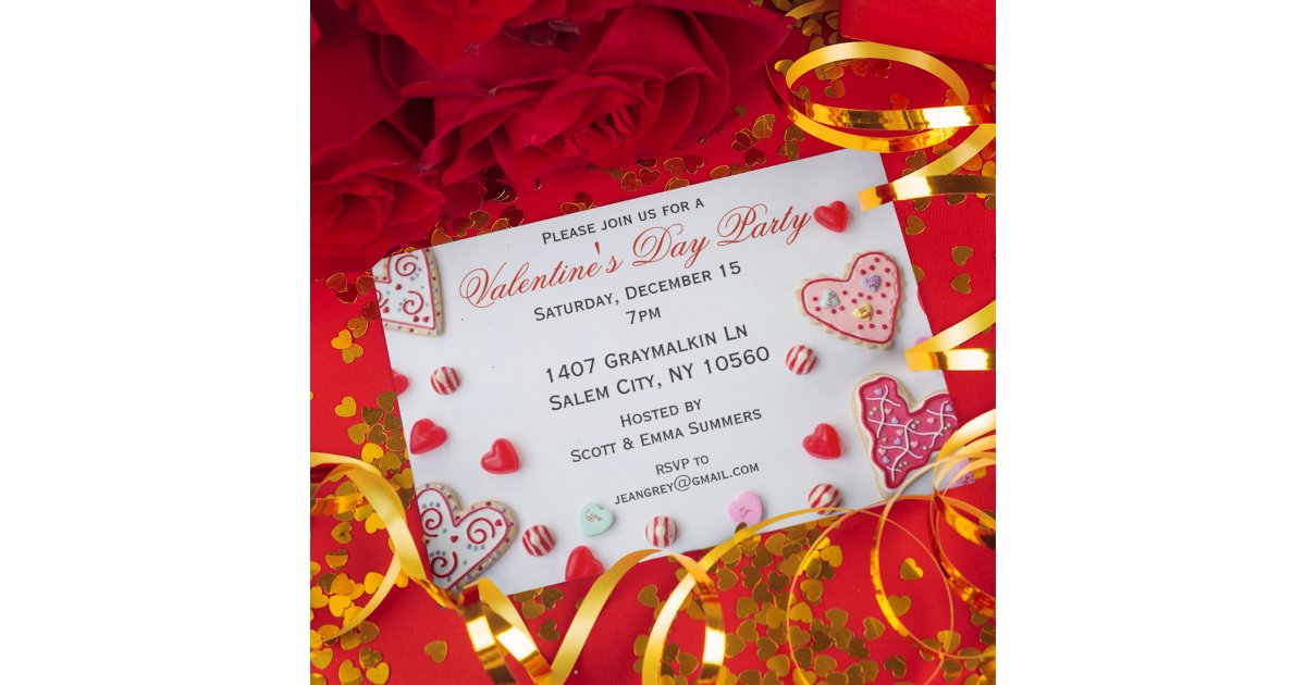 Cookies Hearts Sweets Valentine's Day Party Invitation | Zazzle