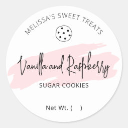 Cookies Label Feminine Bakery Flavor Round Sticker | Zazzle