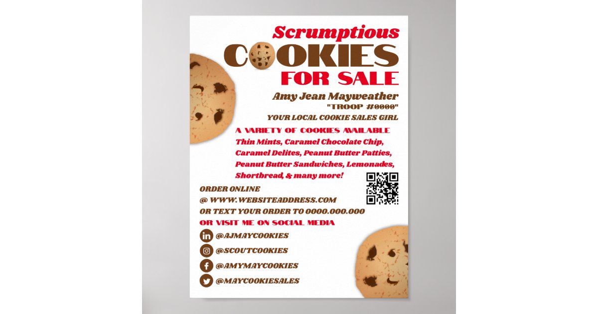 Cookies Logo, Cookie Sales Fundraising Poster | Zazzle